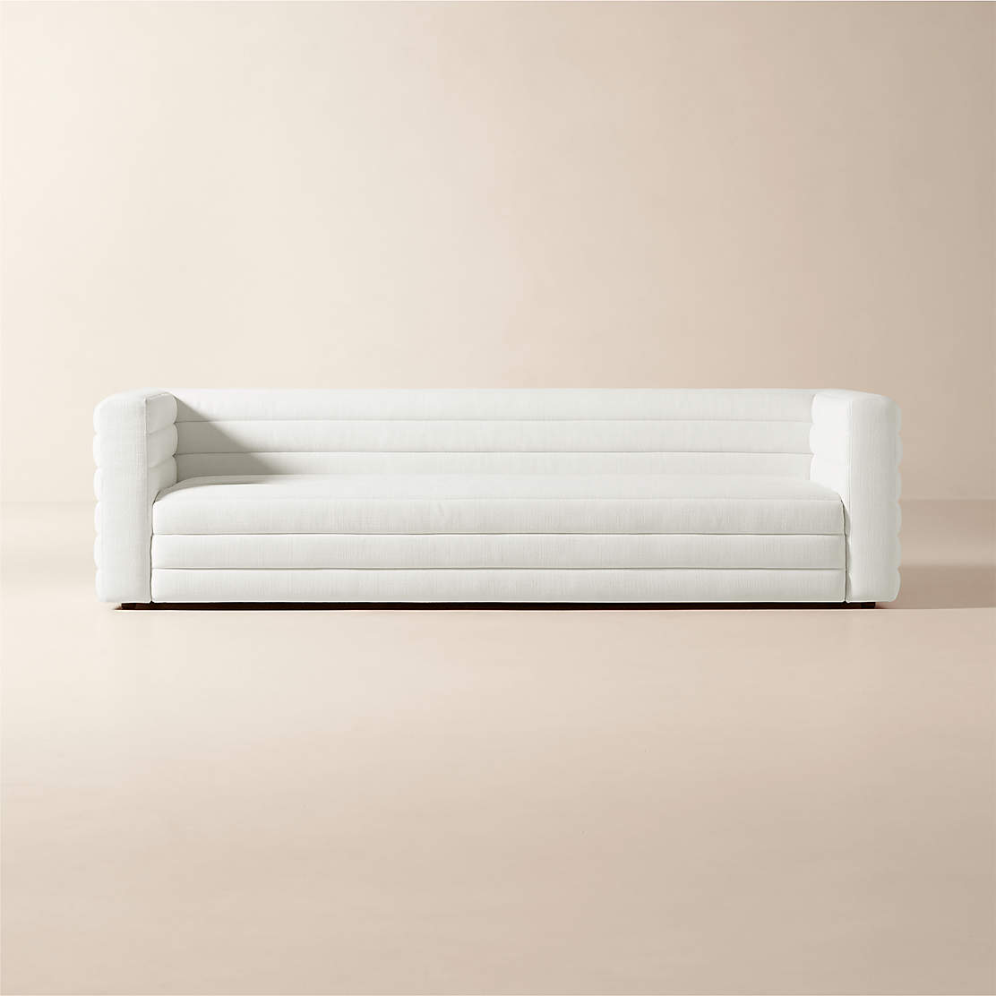 Rodez 105" White Performance Fabric Sofa + Reviews | CB2