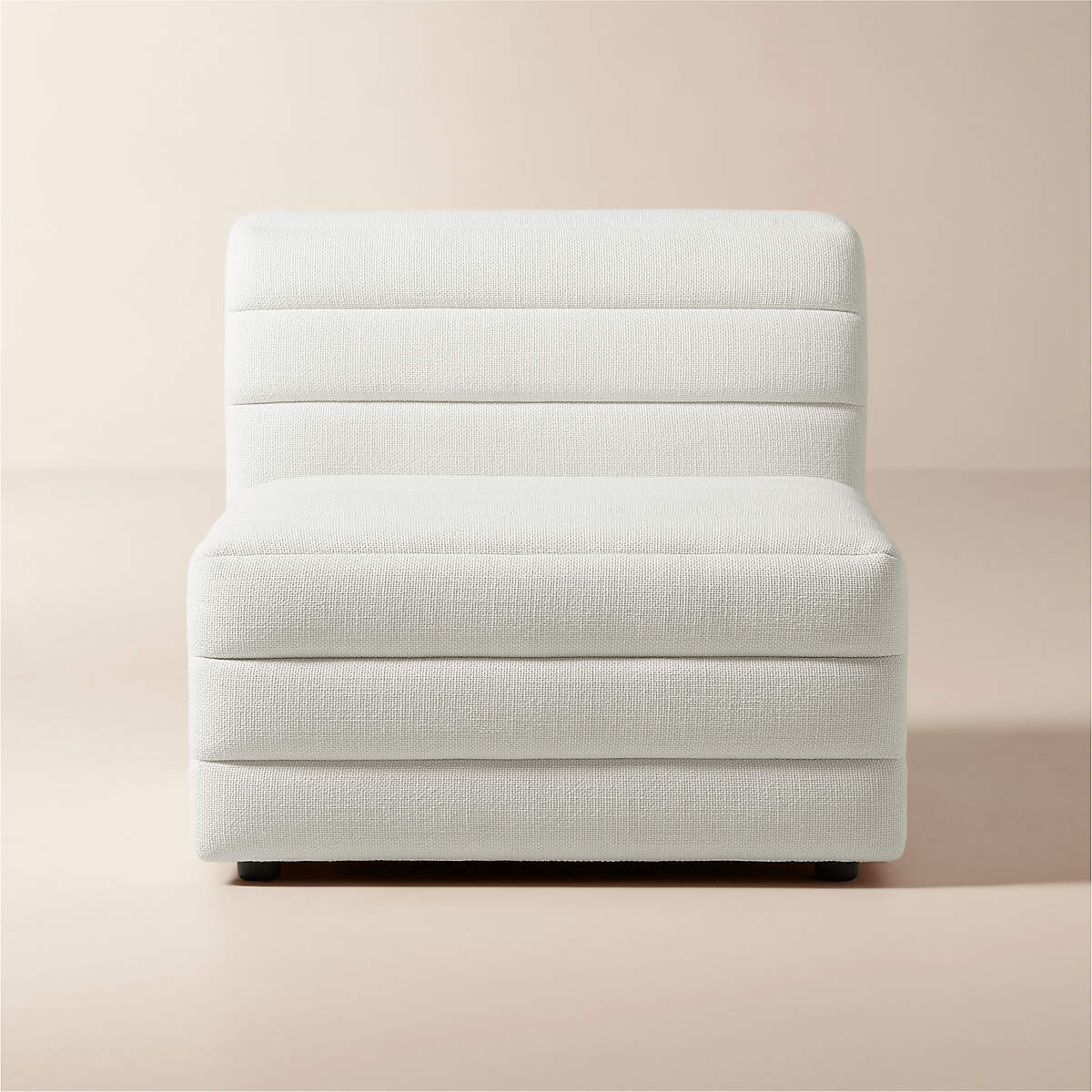 Strato Channeled Ivory Performance Fabric Armless Chair | CB2