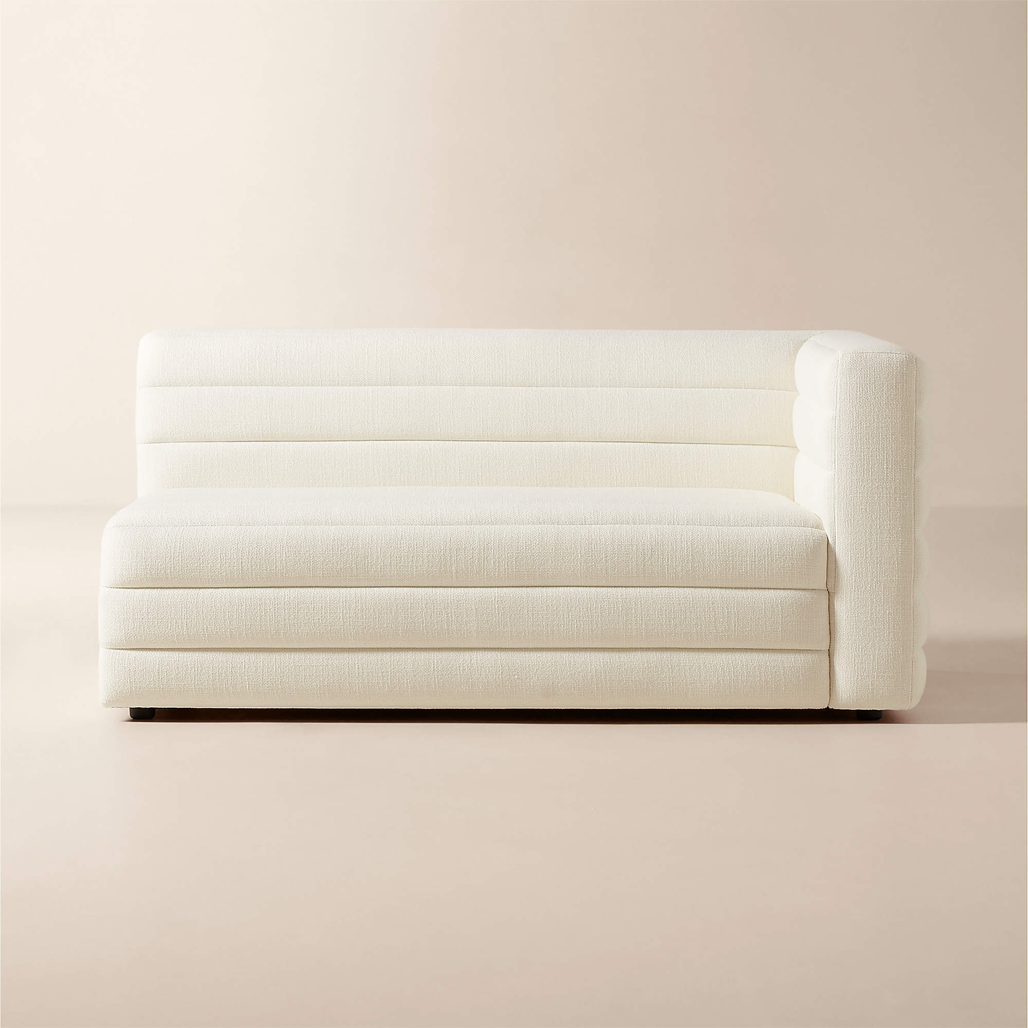 Strato Channeled Ivory Performance Fabric Right-Arm Sofa | CB2