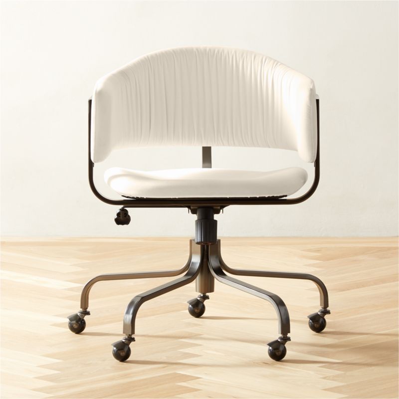 Stretta Ivory Velvet Office Chair | CB2
