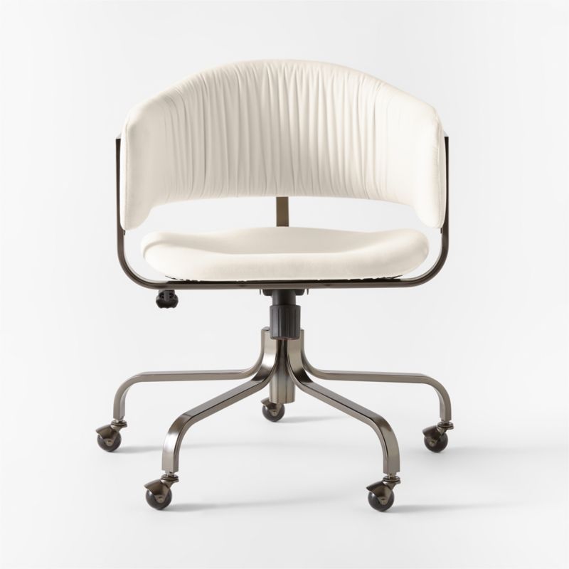 Stretta Ivory Velvet Office Chair | CB2