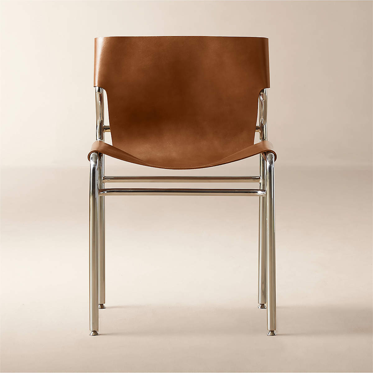 Surf Sling Brown Leather Modern Dining Chair + Reviews | CB2 Canada