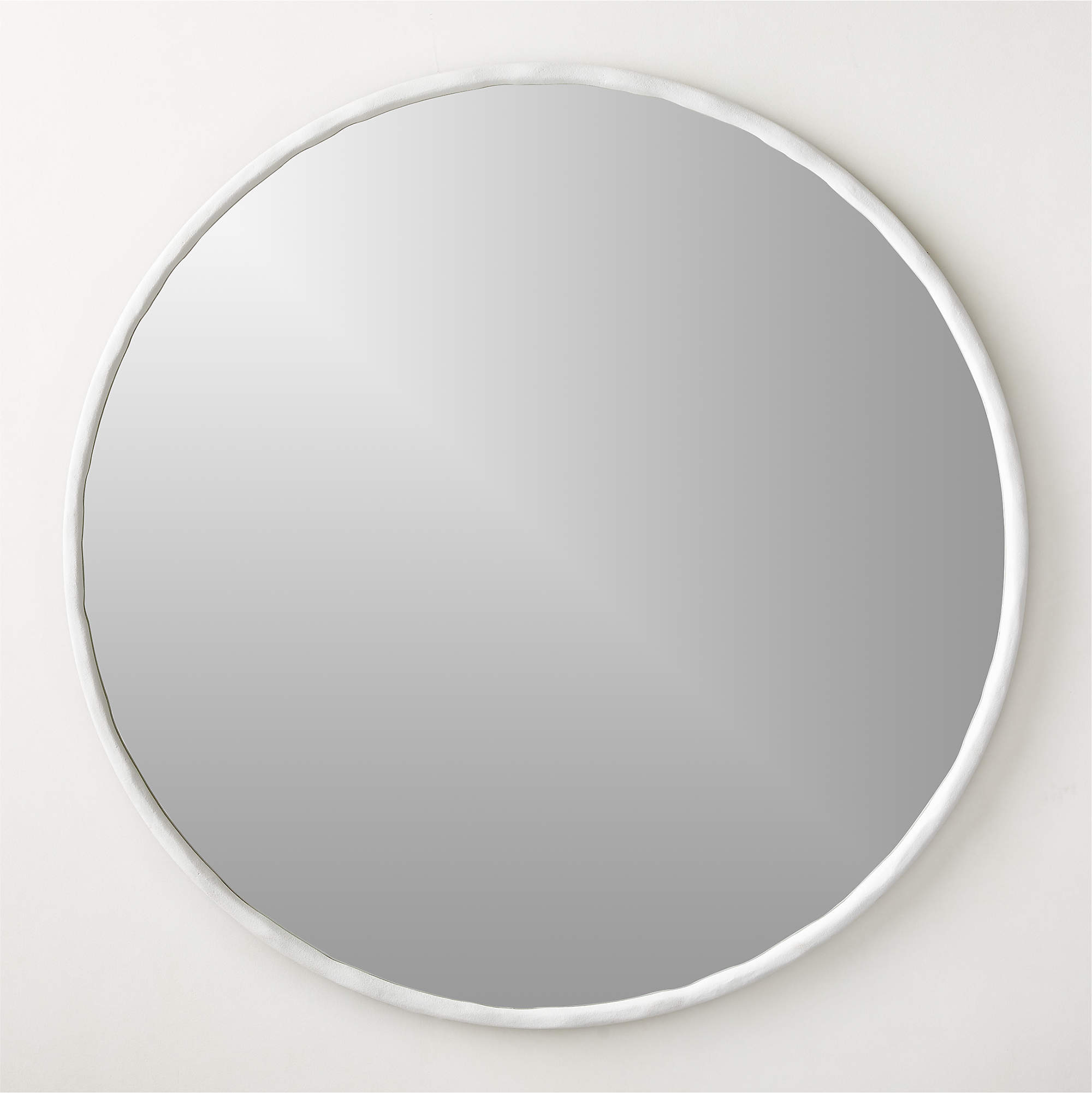 Suva White Rough Cast Round Wall Mirror 48" | CB2