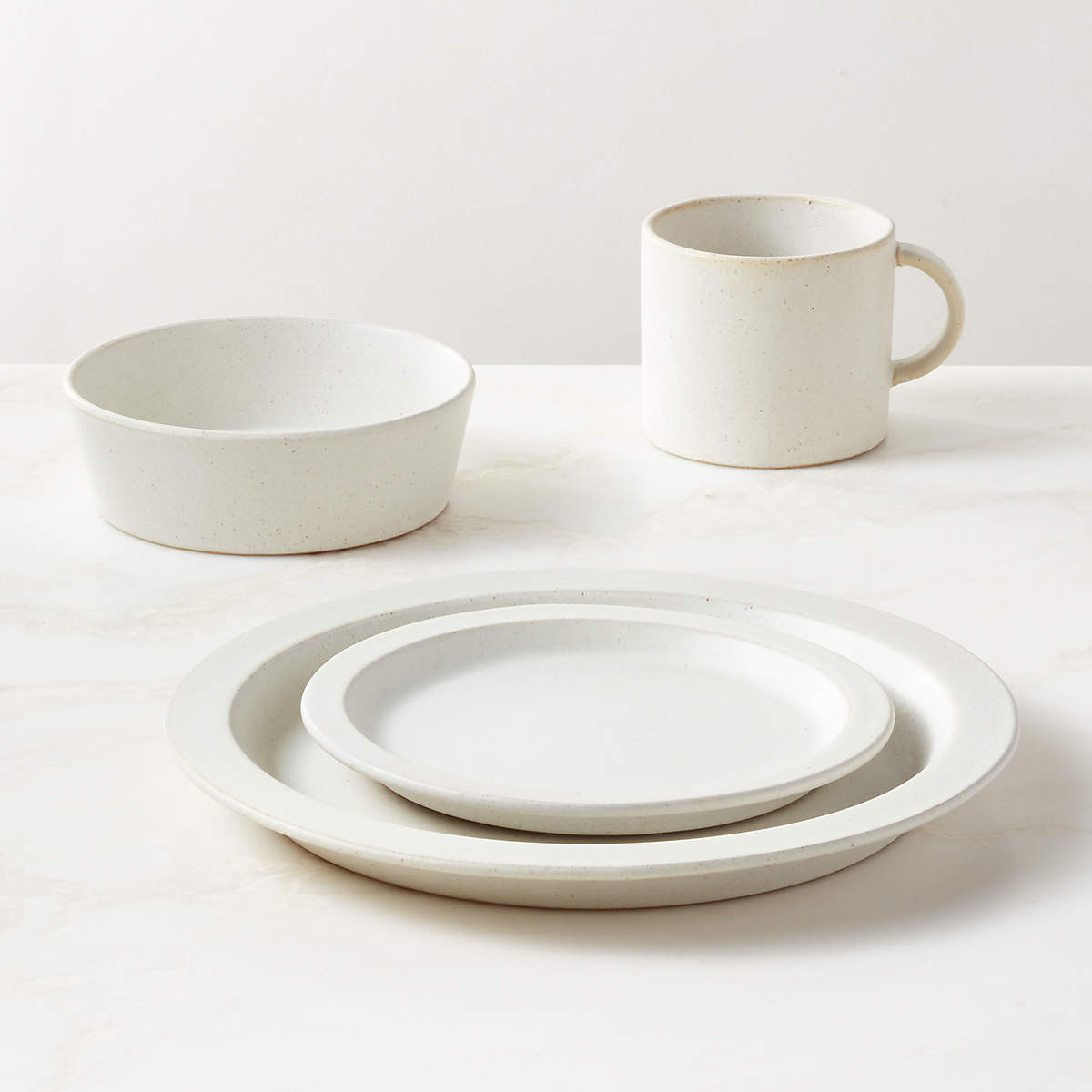 Swoon 4-Piece Off-White Dinnerware Set with Soup Bowl with Reactive ...