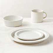 Swoon 4-Piece Off-White Dinnerware Set with Soup Bowl with Reactive Glaze | CB2