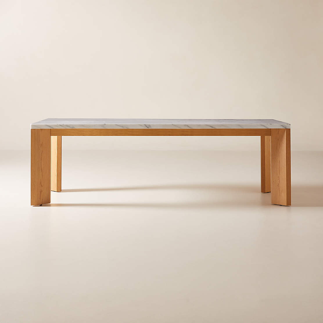 Kishi 75" Rectangular White Marble Dining Table + Reviews | CB2