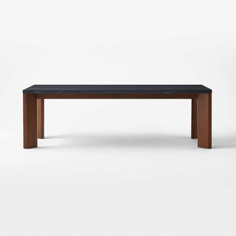 Sydney Rectangular Black Marble Dining Table with Walnut Legs 95.5'' + Reviews | CB2
