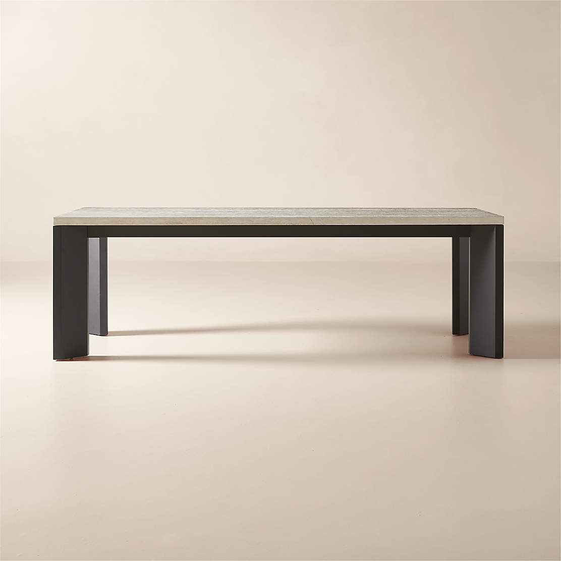Sydney 95" Rectangular Black Marble Dining Table with Black Steel Legs ...