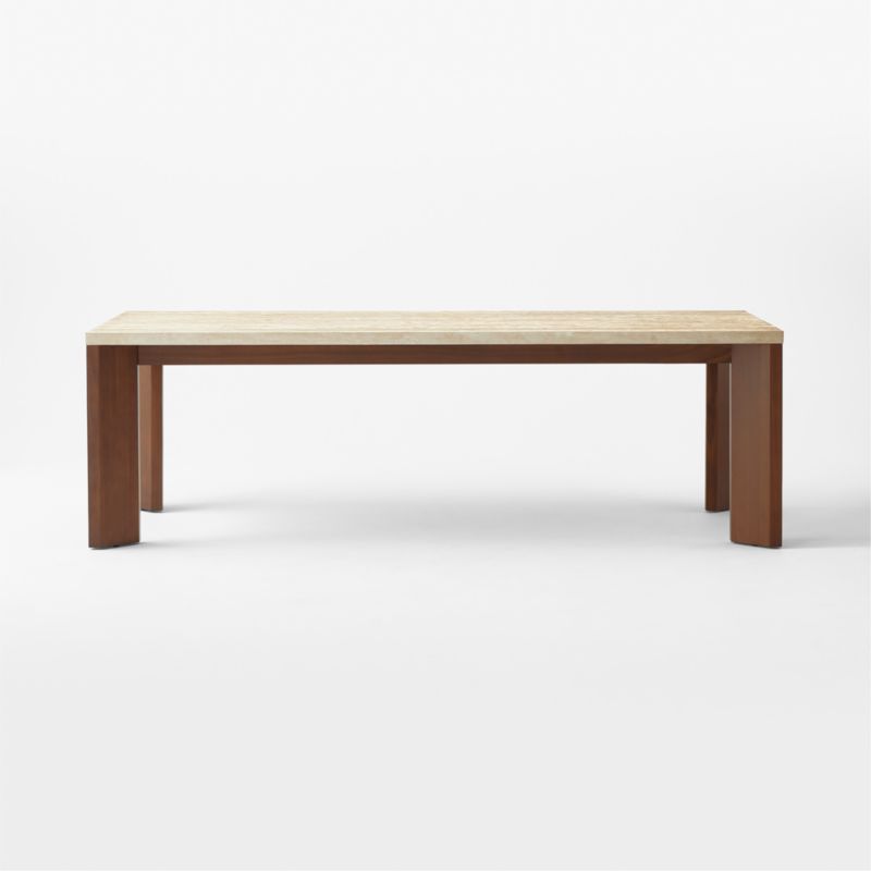 Sydney 95" Rectangular Travertine Dining Table with Walnut Legs ...