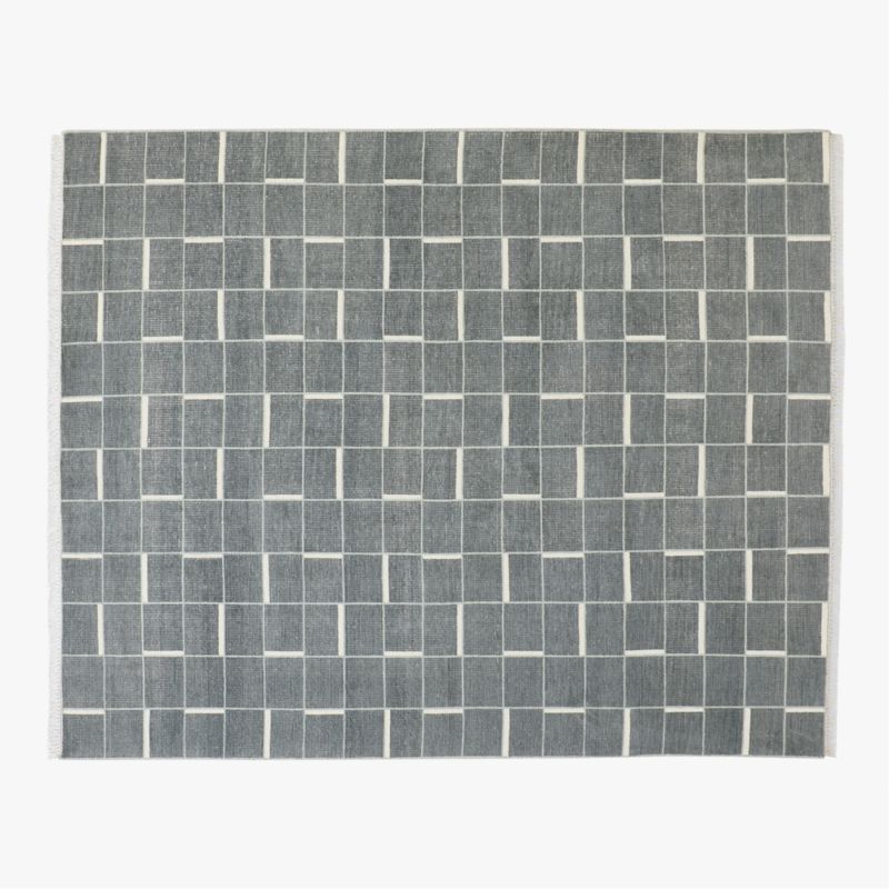 Symi Hand-Knotted Arctic Blue Geometric New Zealand Wool Area Rug 8'x10 ...