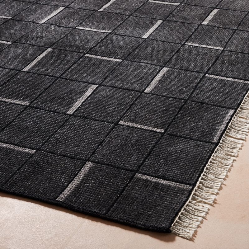 Symi Hand-Knotted Charcoal Grey Geometric New Zealand Wool Area Rug 9 ...