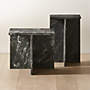 Tall Modern Black Marble Side Table with T-Shaped Base + Reviews | CB2