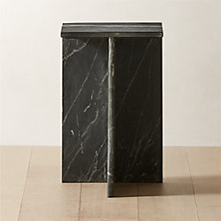 Carve Modern Square Black Marble Side Table Small | CB2