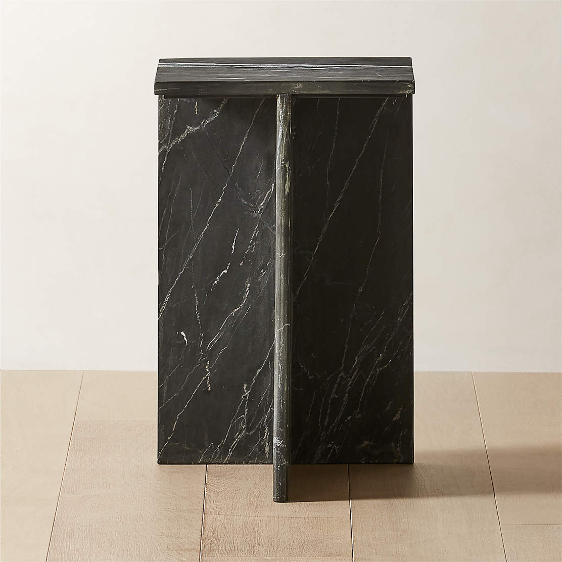 I Beam Black Marble Side Table | CB2