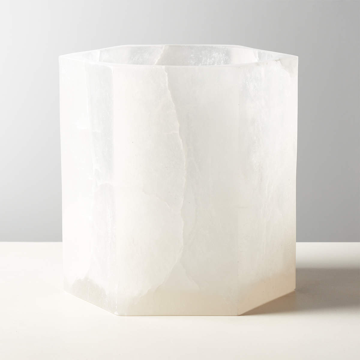 Talia Modern Alabaster Hurricane Candle Holder + Reviews | CB2