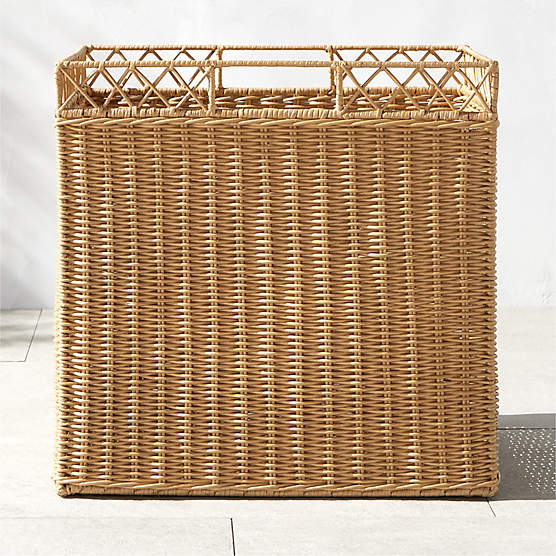 Emme Modern Rectangular Handwoven Rattan Decorative Storage Basket ...