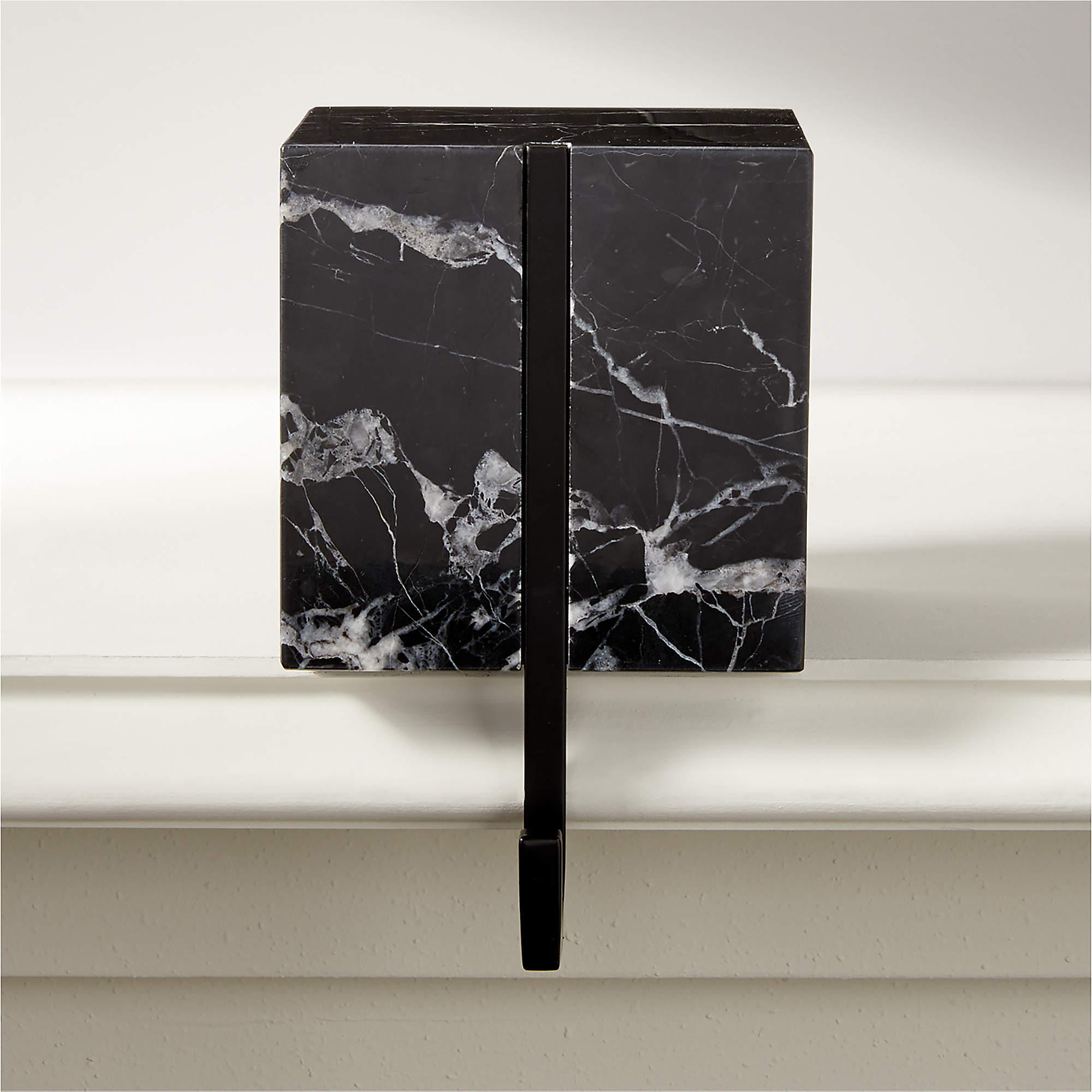 Tasha Square Black Marble Christmas Stocking Holder | CB2
