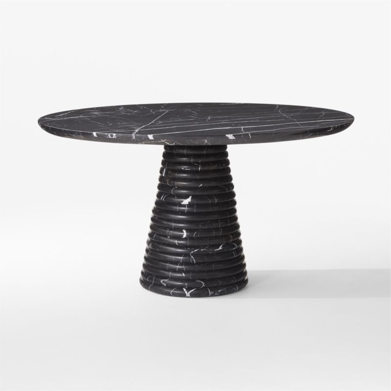Taza 54" Round Black Marble Dining Table + Reviews | CB2
