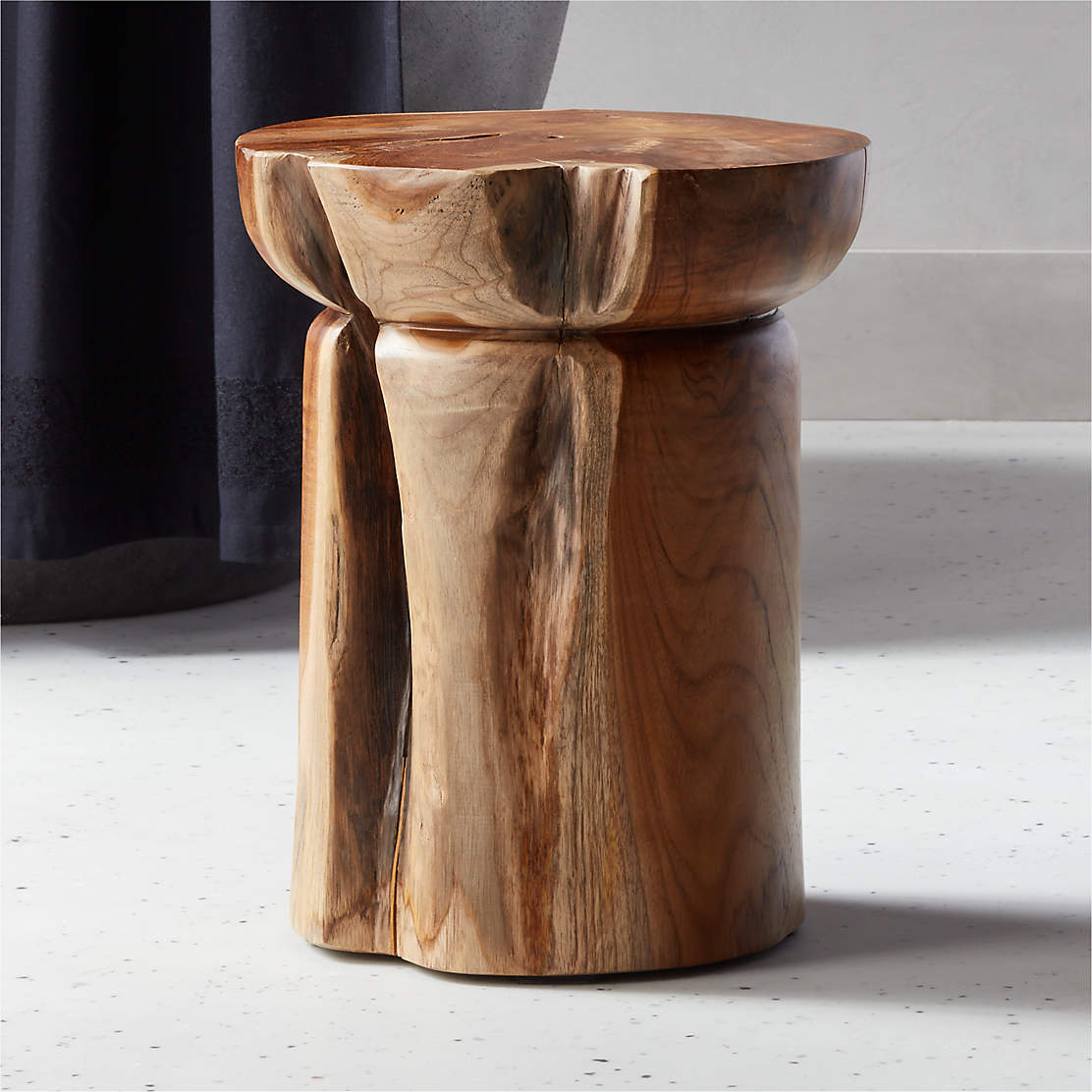 Black Teak Wood Bathroom Stool + Reviews | CB2 Canada