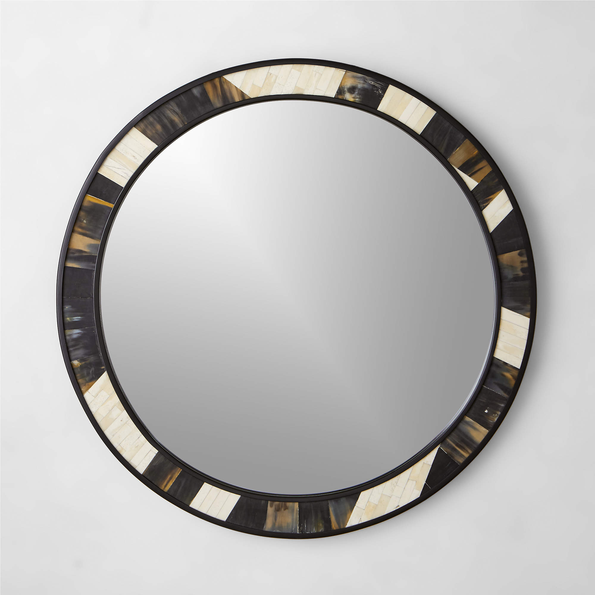Thalia Horn and Bone Round Wall Mirror 32" + Reviews | CB2