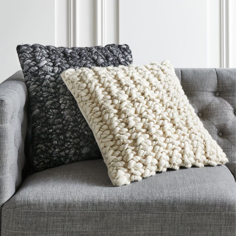 Tillie White Wool Modern Throw Pillow with Feather-Down Insert 20 ...