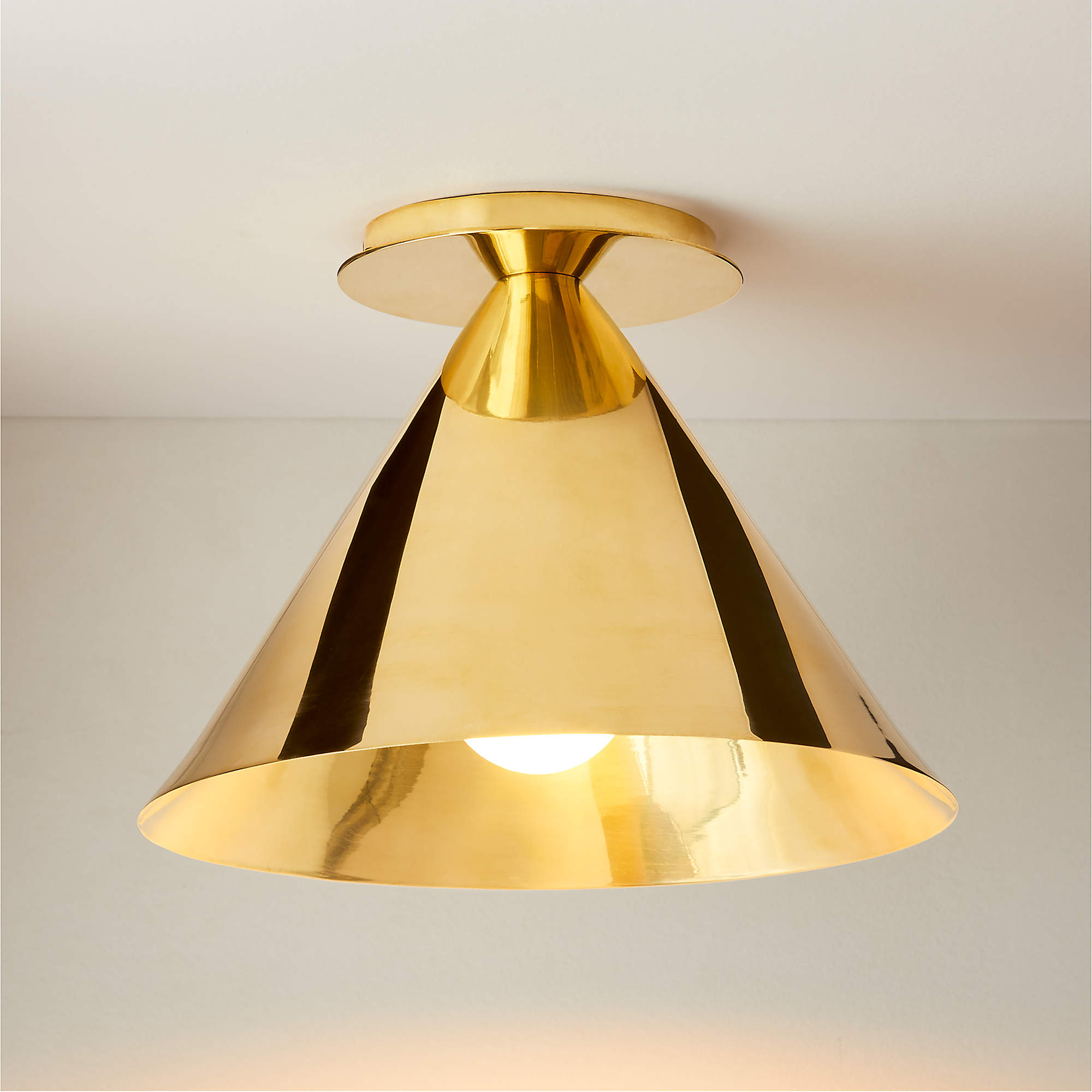 Tolio Brass Conical Flush Mount Light | CB2 Canada