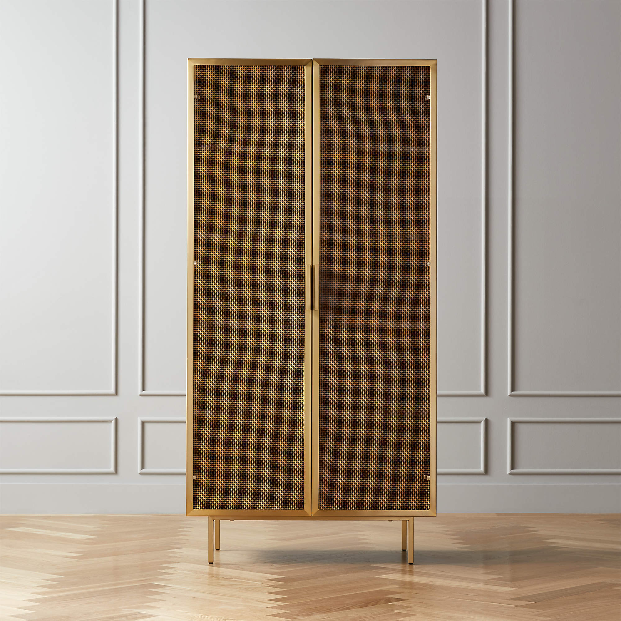 Trace Modern Brass Wire Bookcase + Reviews | CB2