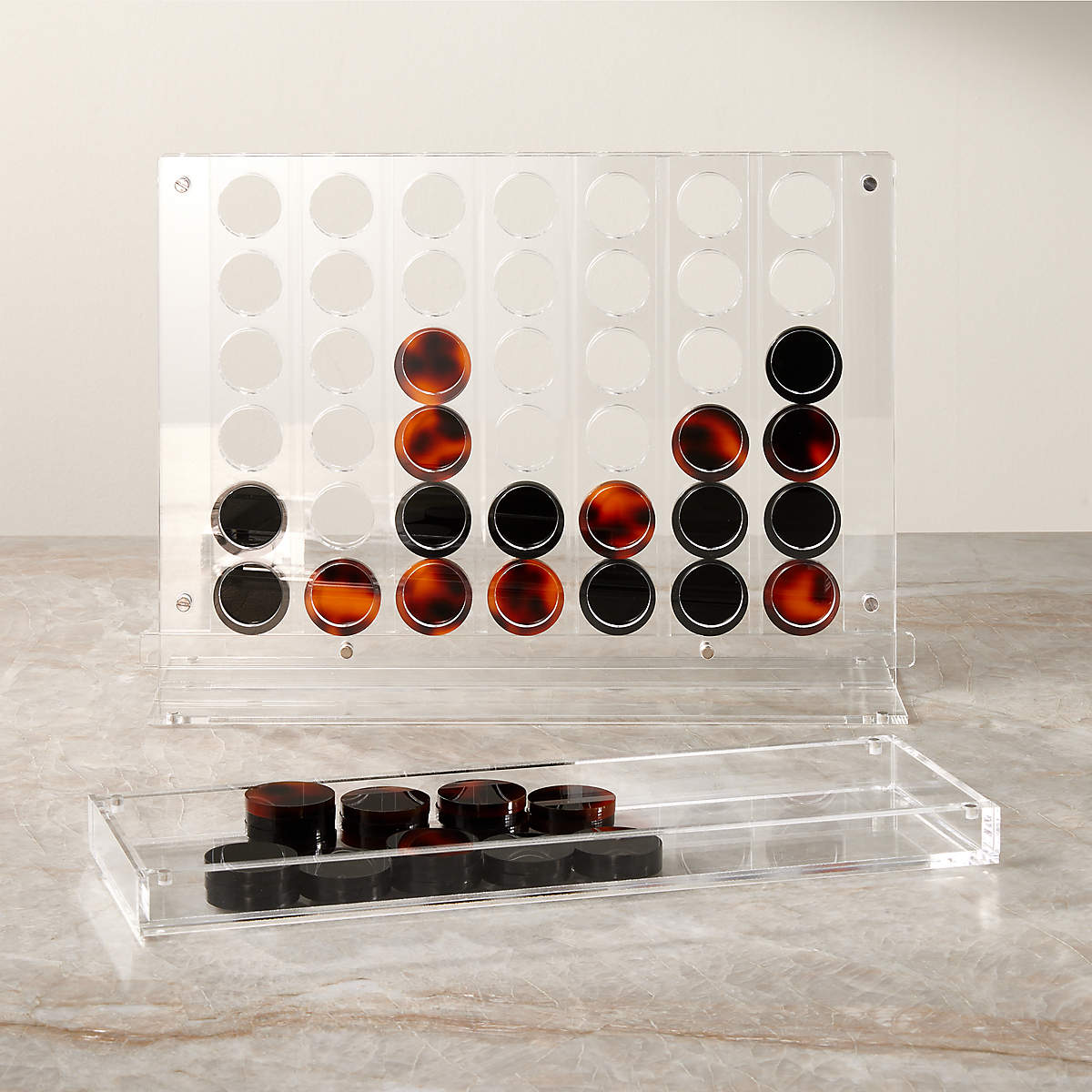 Tortoise Acrylic Four in a Row Game + Reviews | CB2