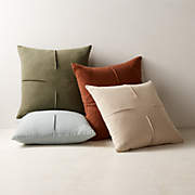 Tuck Green Linen Throw Pillow with Feather-Down Insert 20'' + Reviews | CB2