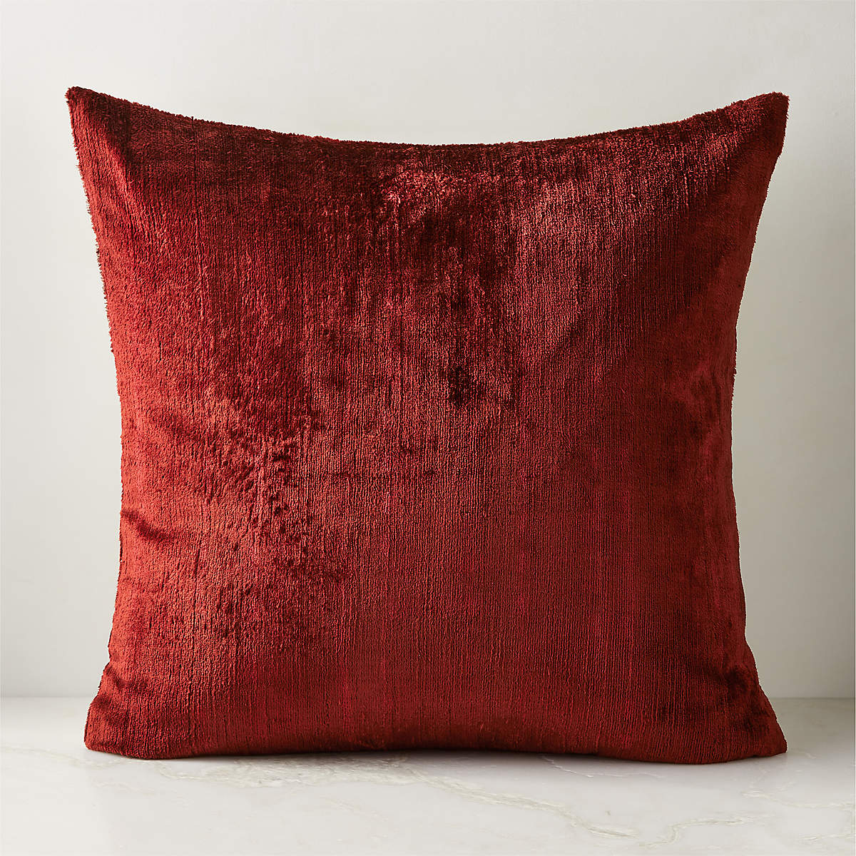 Truette Garnet Red Turkish Silk Throw Pillow with Down-Alternative ...