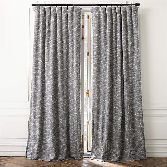 Modern Harlow Striped Linen-Blend Sheer Window Curtain Panel 48"x108" + Reviews | CB2