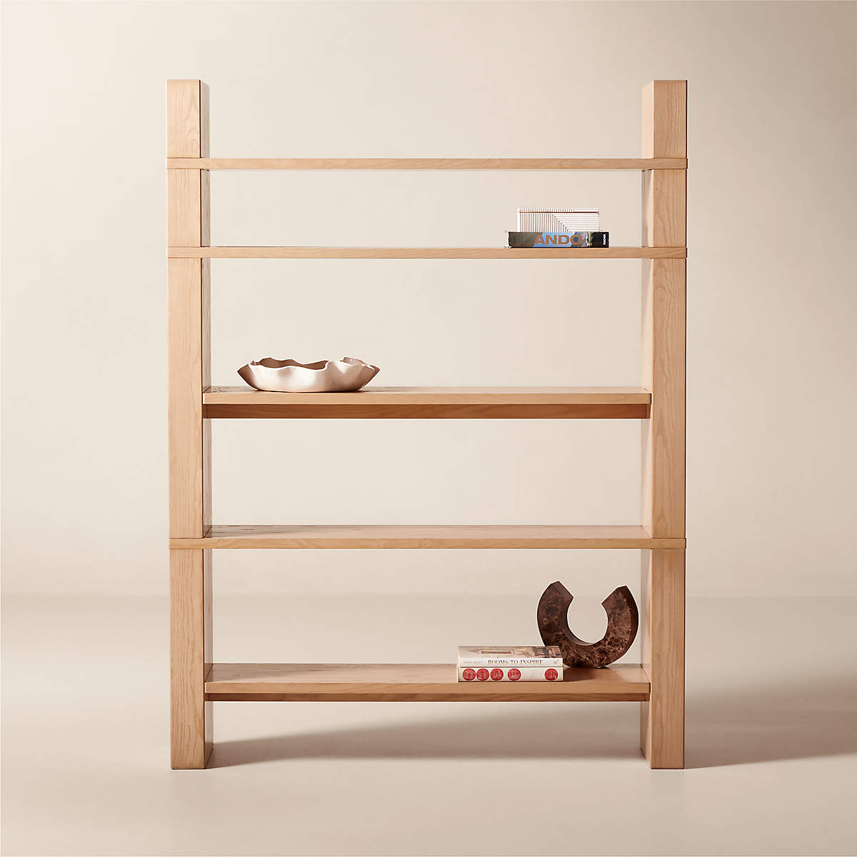 Varri Ash Wood Low Bookcase | CB2 Canada