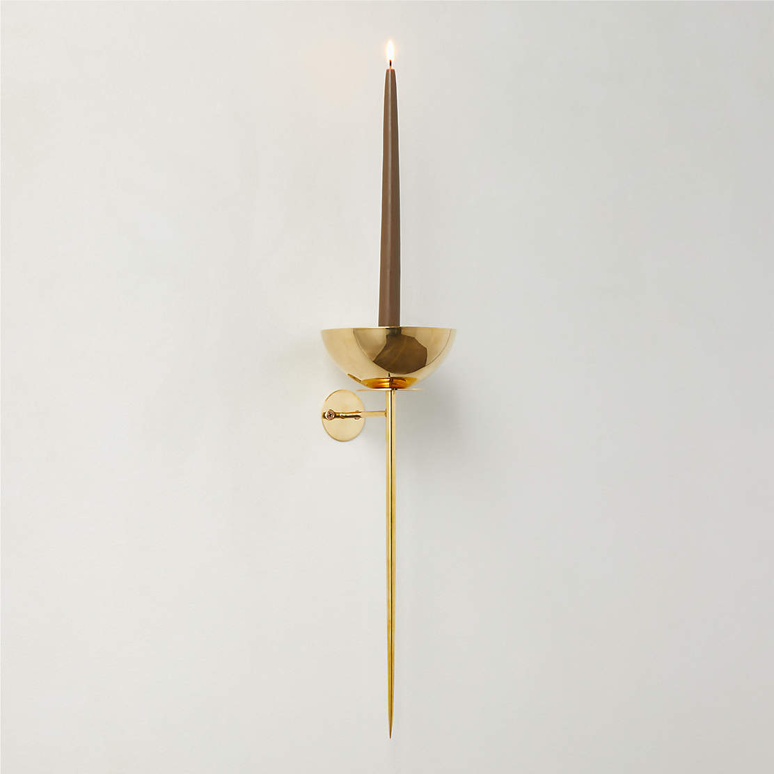 Ripple Brass Wall Sconce Modern Taper Candle Holder + Reviews | CB2