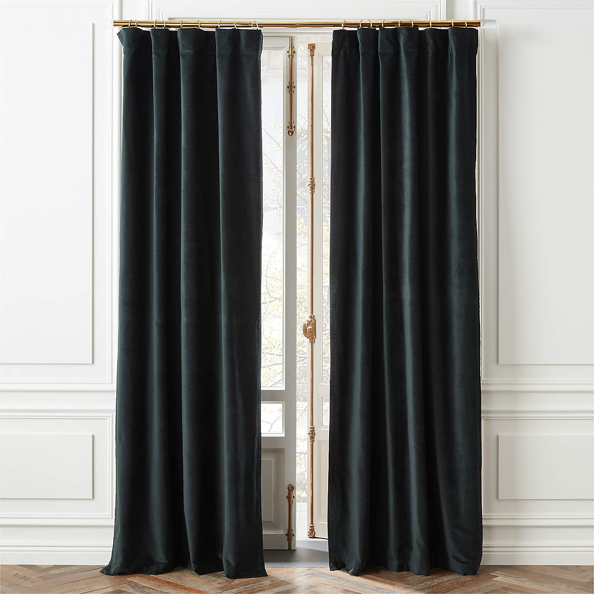 Green Textured Organic Cotton Velvet Window Curtain Panel 48''x120 ...