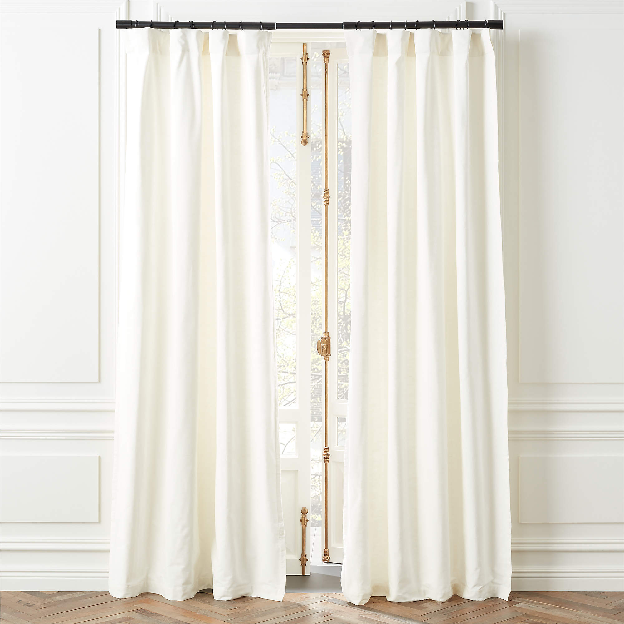 Ivory Textured Organic Cotton Velvet Window Curtain Panel 48''x120 ...