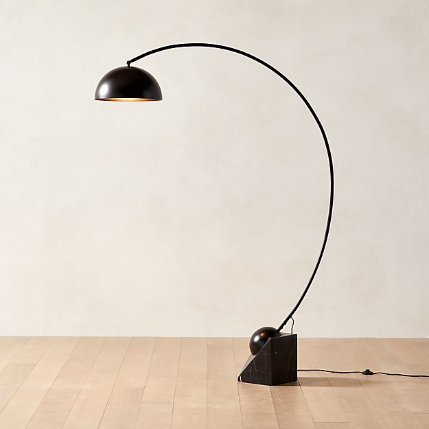Venus Black Arc Modern Floor Lamp with Marble Base Reviews CB2 Canada