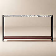 Verum 65" Oxblood Leather and Grey Marble Console Table | CB2 Canada