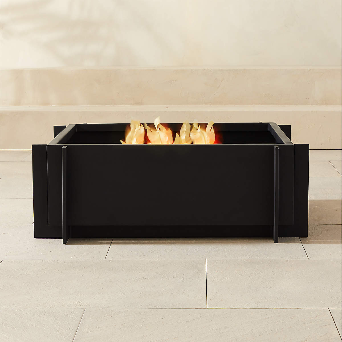 Vesta Square Black Metal Fire Pit | CB2