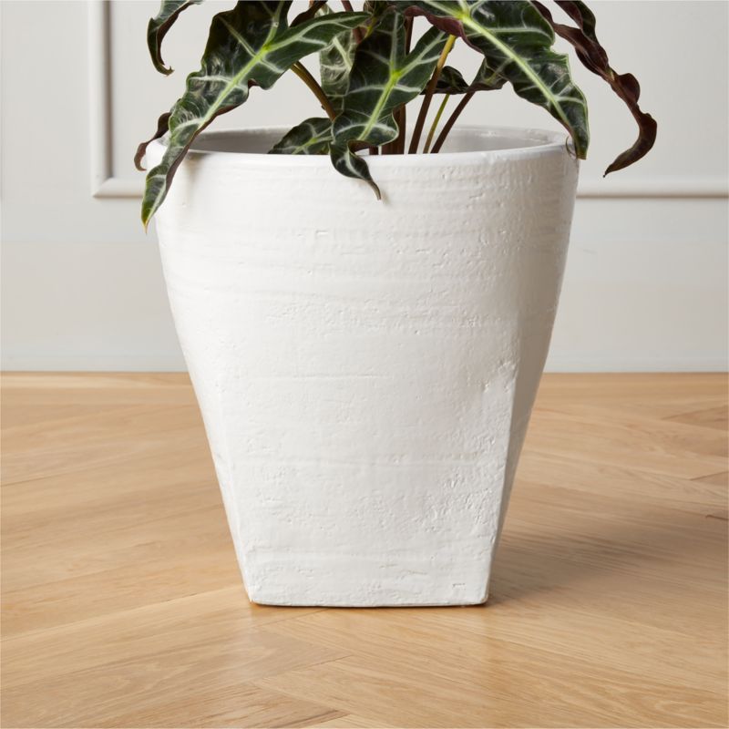 Virgil Modern White Terracotta Outdoor Planter Small + Reviews | CB2