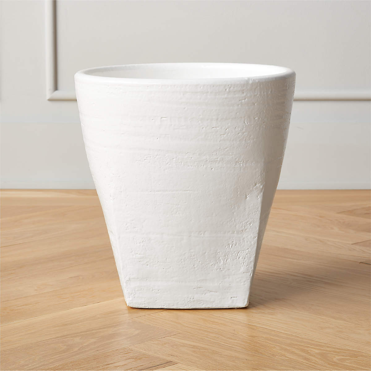 Virgil Modern White Terracotta Outdoor Planter Small + Reviews | CB2