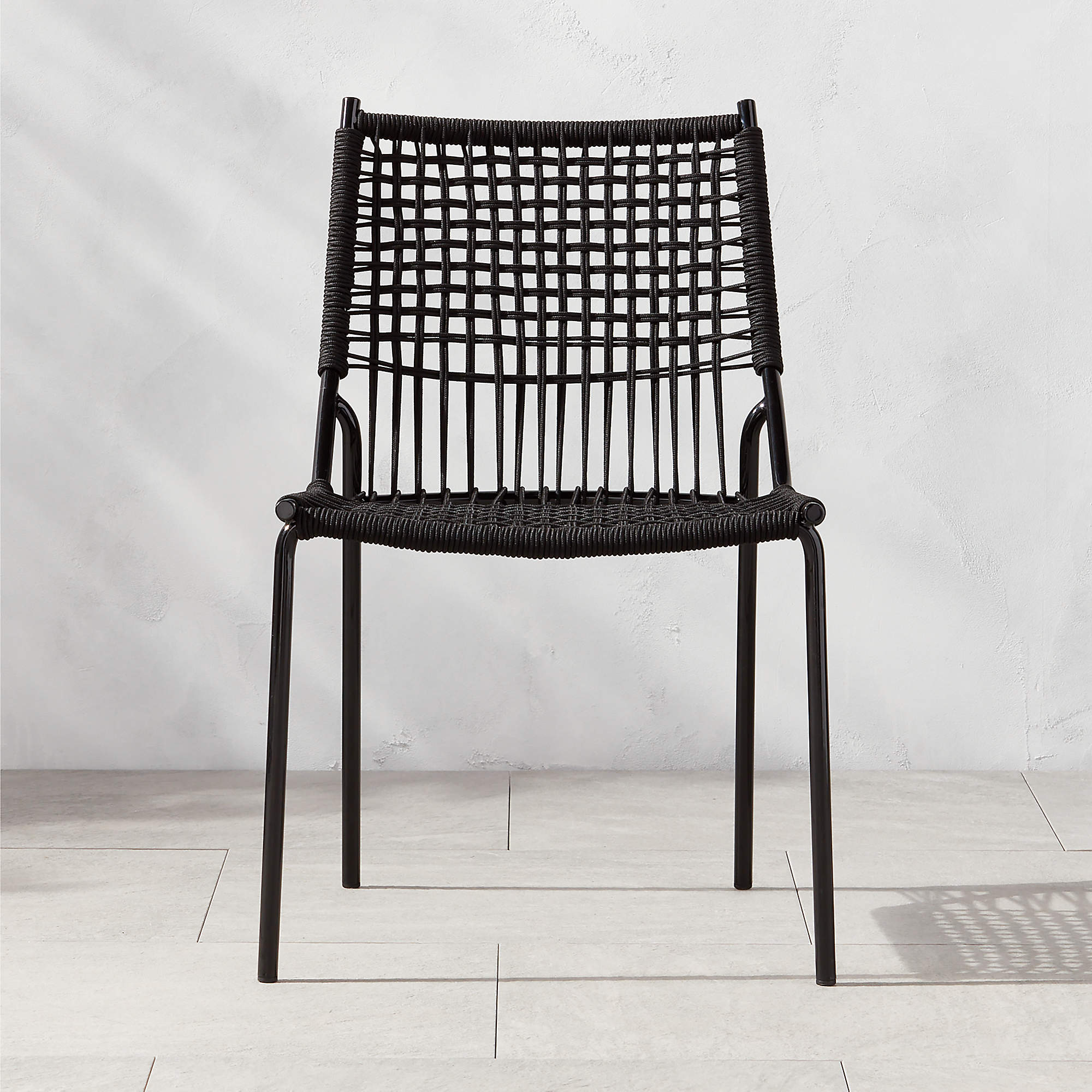 Virve Black Rope Outdoor Patio Dining Chair + Reviews | CB2