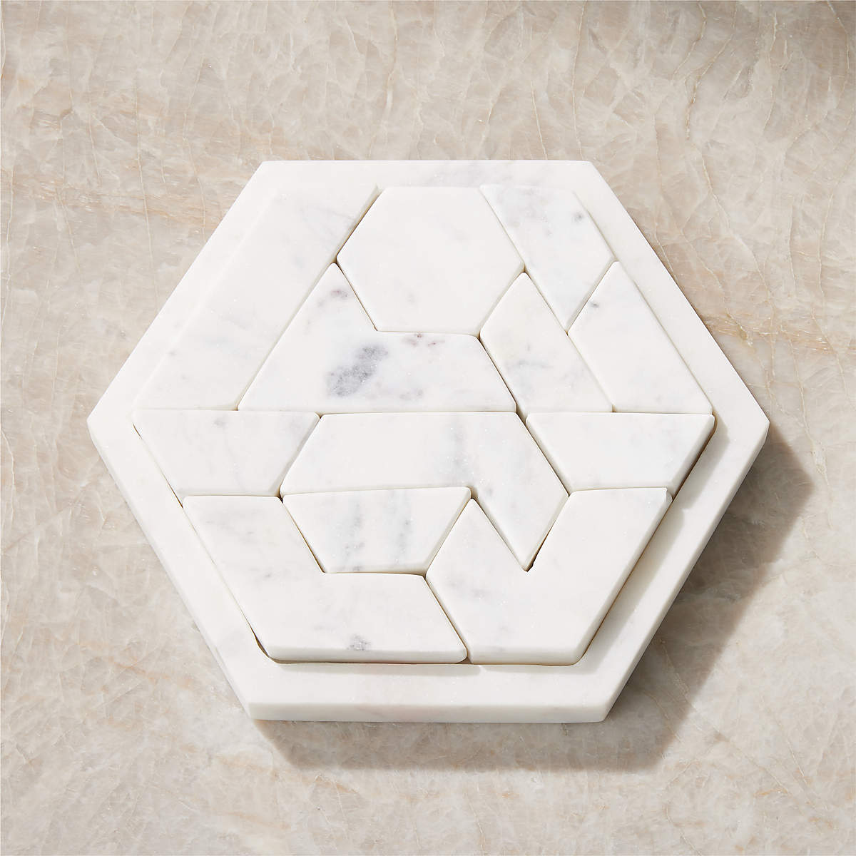 Waide White Marble Puzzle Game | CB2