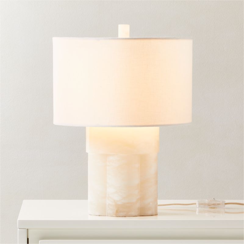 Walden White Alabaster Table Lamp Short + Reviews | CB2 Canada