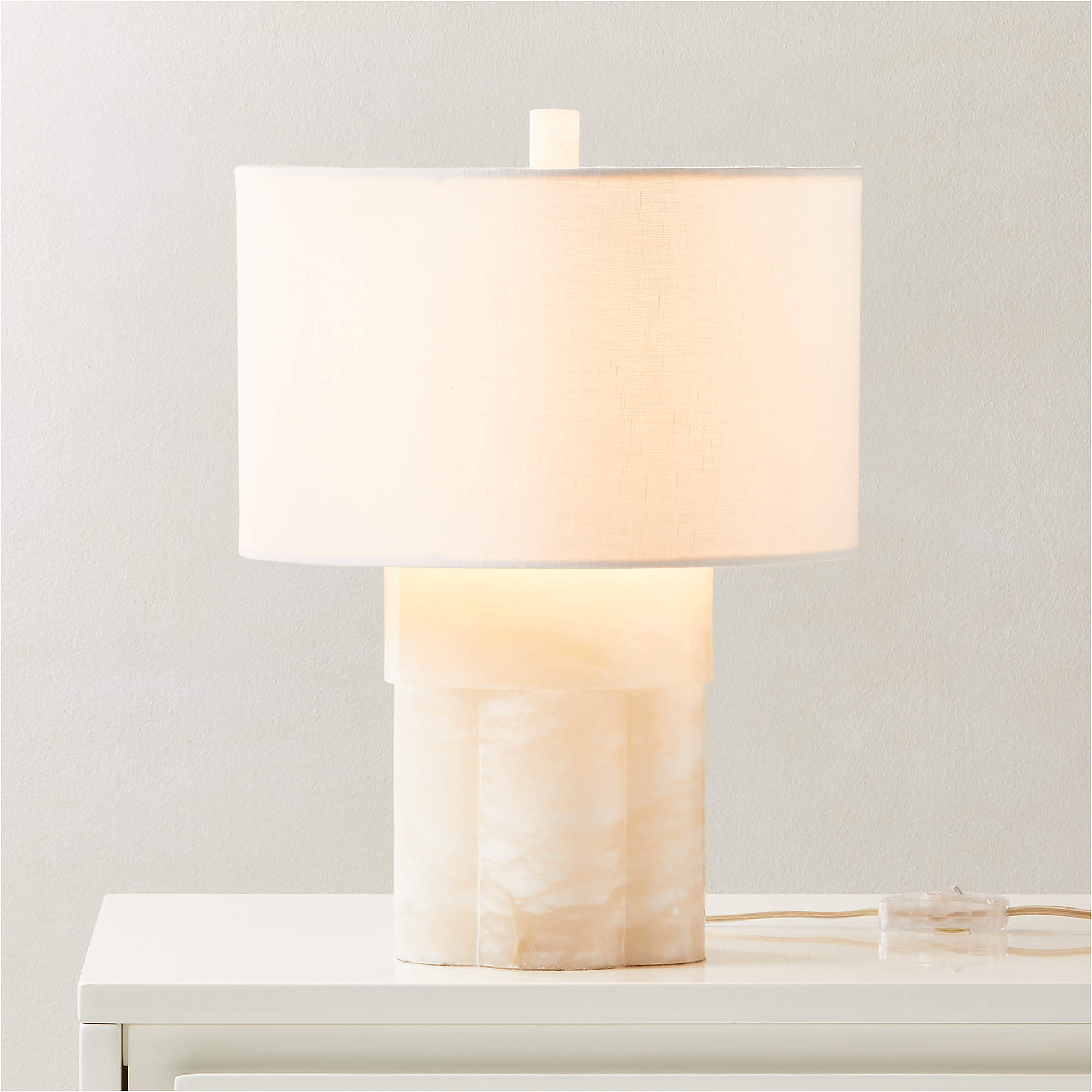 Walden White Alabaster Table Lamp Short | CB2