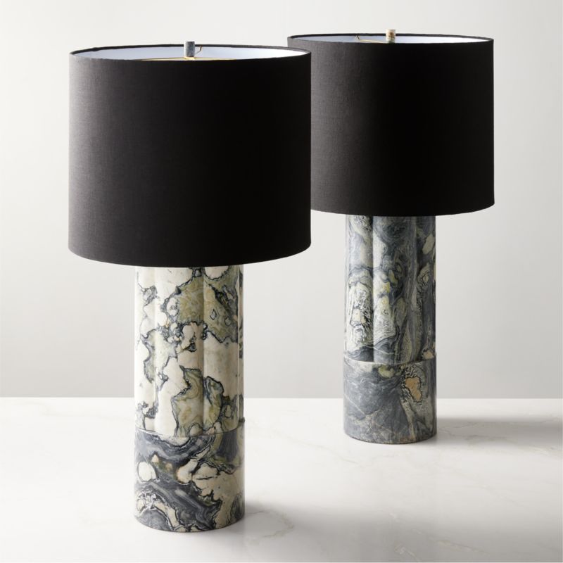 Walden Floral Jade Marble Table Lamp Oversized | CB2