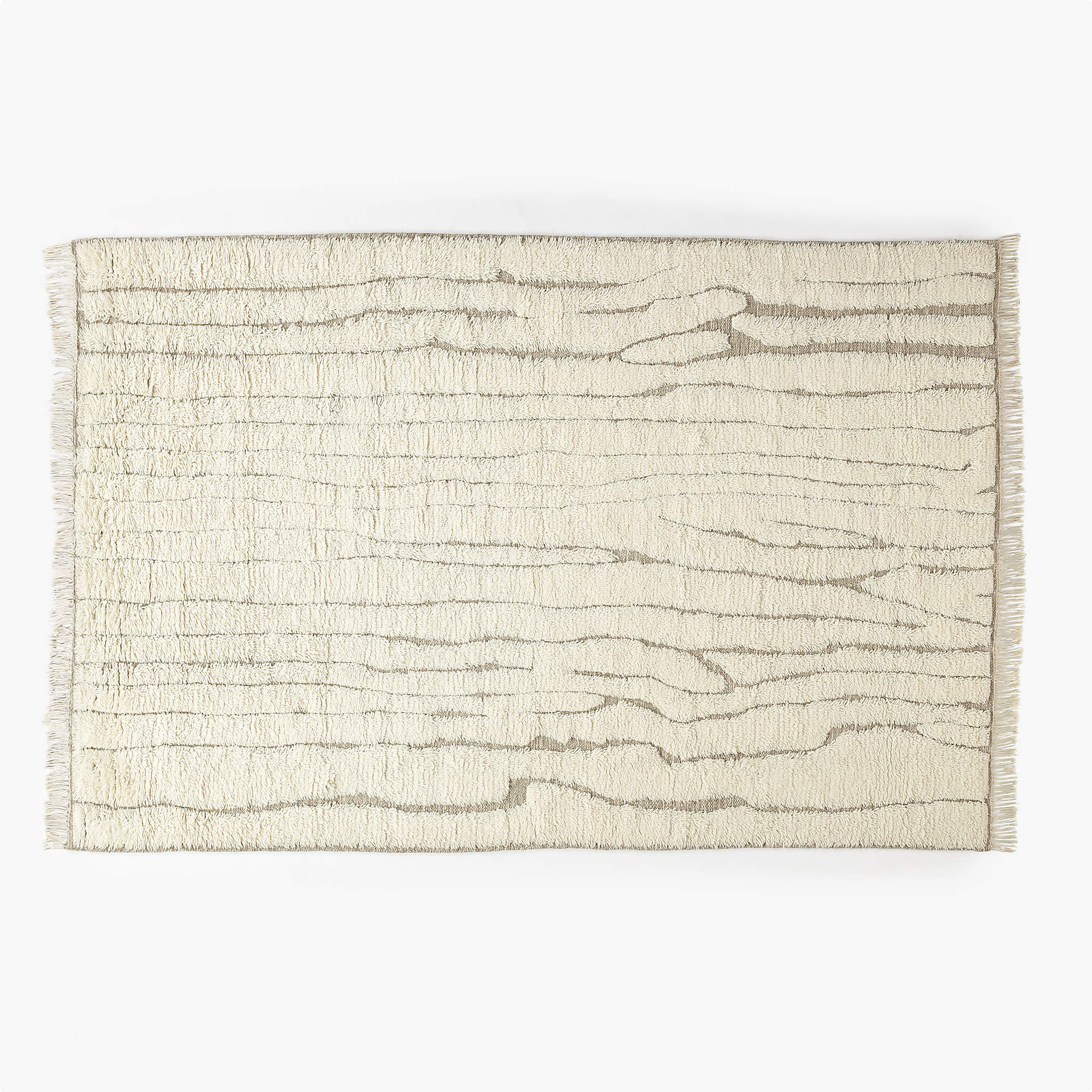 Waylon Hand-Knotted New Zealand Wool Ivory and Grey Area Rug 6'x9' | CB2