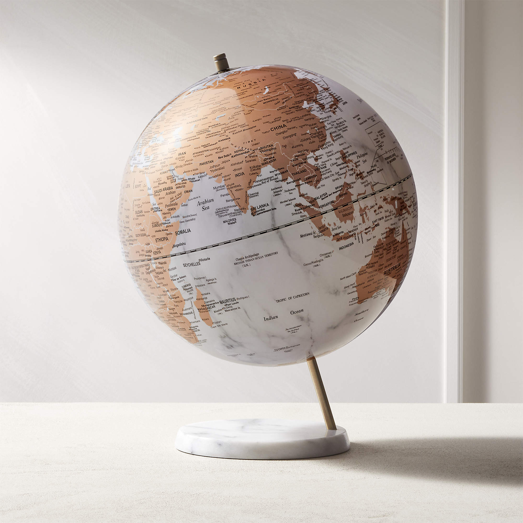 Modern White Marble Globe + Reviews | CB2