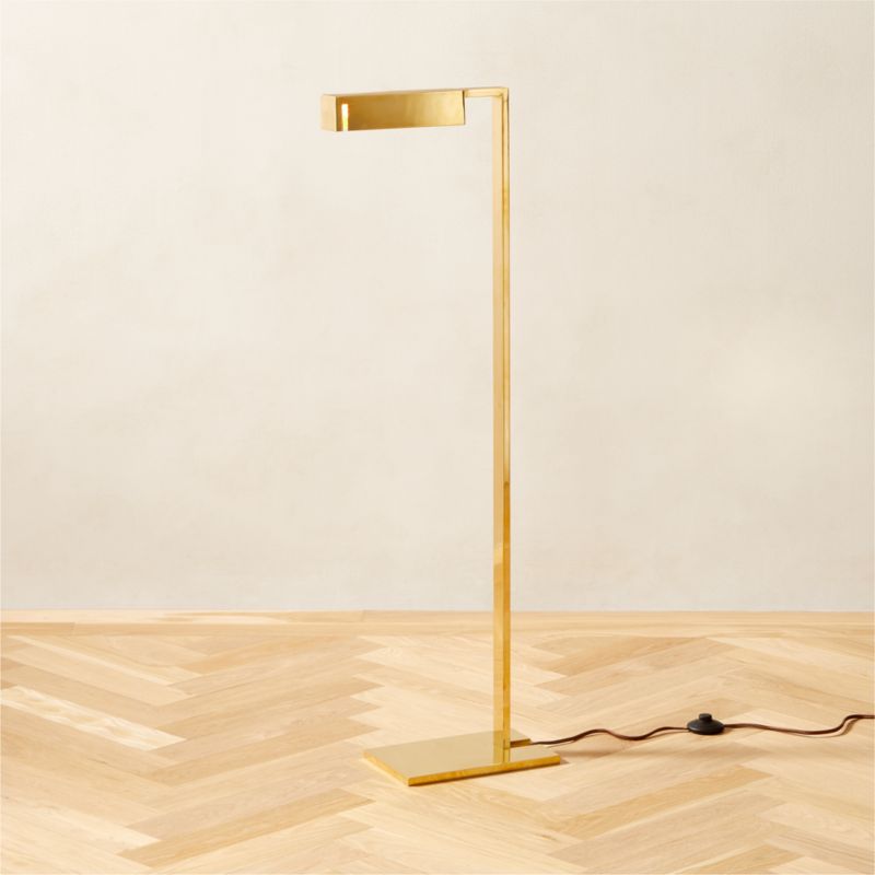 Wilde Polished Brass Task Modern Floor Lamp | CB2