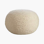 Wool White Pouf | CB2