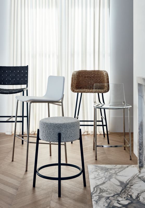 Peg Upholstered Counter Stool Set of 2 + Reviews | CB2